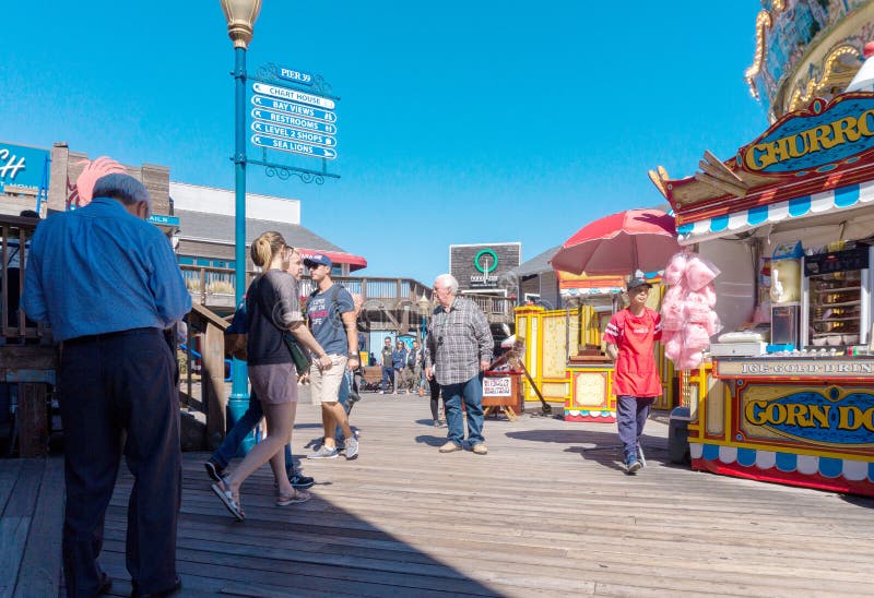 Walking on a Pier 39 area editorial stock photo. Image of pier - 99363288