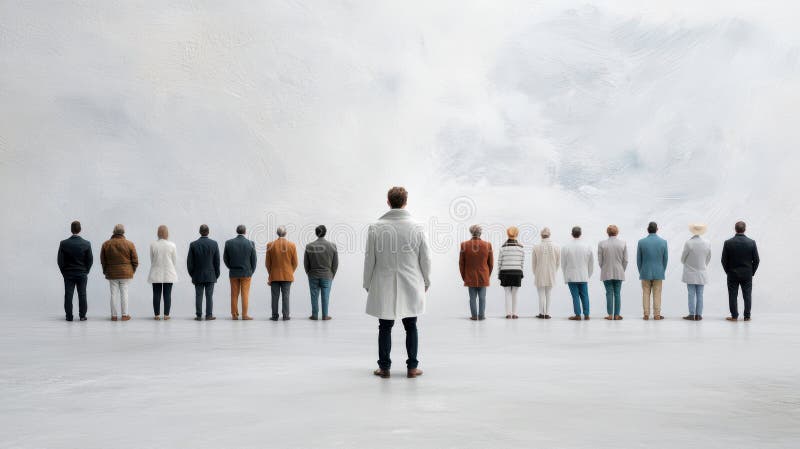 A Crowded Room with Numerous People Standing in a Line. Stock Photo ...