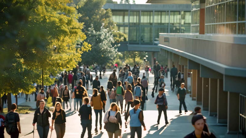 Crowded Sidewalk As a Diverse Group of People Walk Together in a ...