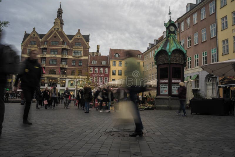 Crowded Square in Copenhagen Downtown Editorial Image - Image of harbor ...