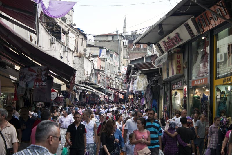 Crowded street in Istanbul editorial photography. Image of europe ...