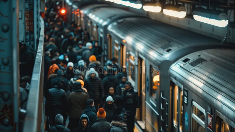 Crowded Subway Station during Peak Hours Stock Illustration ...