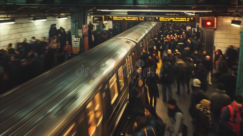 Crowded Subway Station during Rush Hour Stock Illustration ...