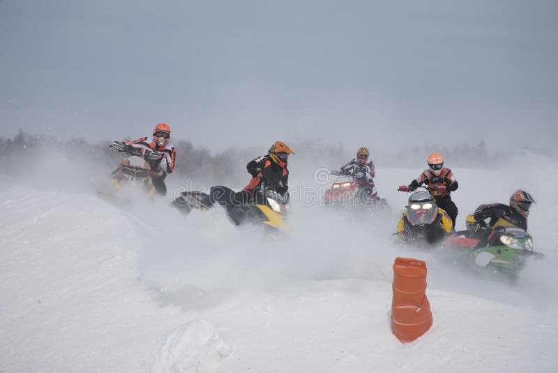 Snowmobile action shot stock photo. Image of snow, trails - 1342242