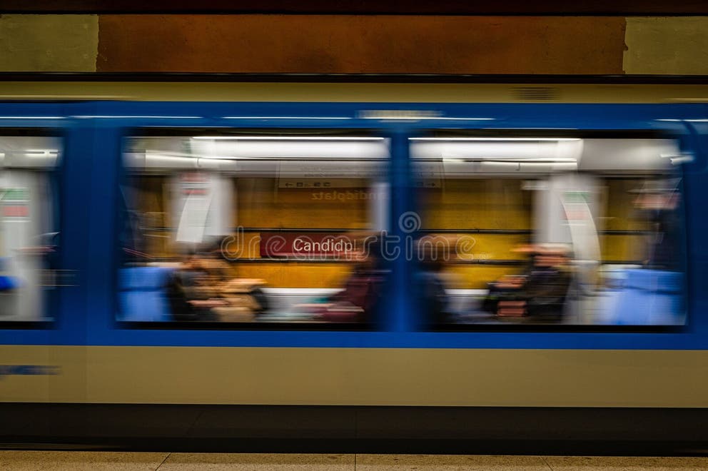 Crowded Train Platform with Passengers Passing a Station in Munich ...