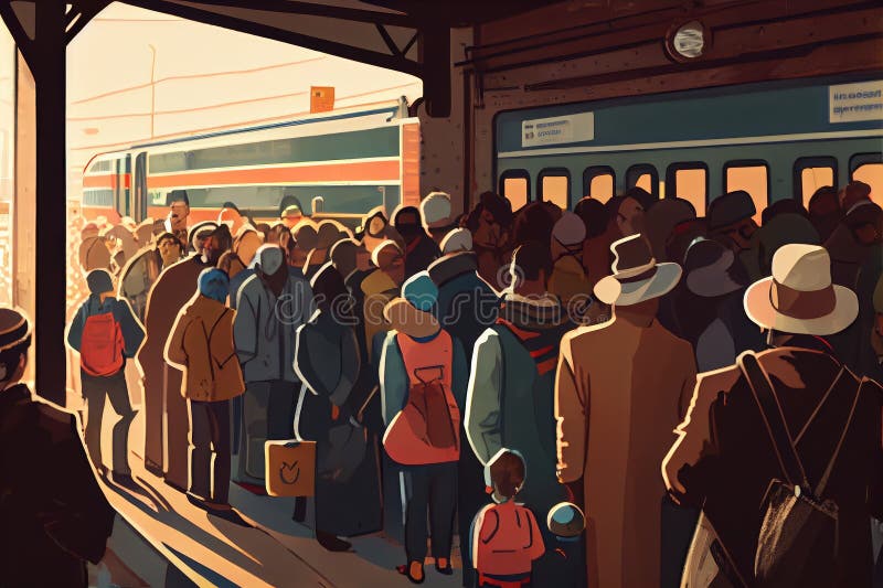 Crowded Train Platform, with Passengers Waiting for Their Train To ...