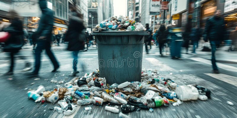Frustration in Urban Life: Overflowing Garbage Bin Highlights Waste ...