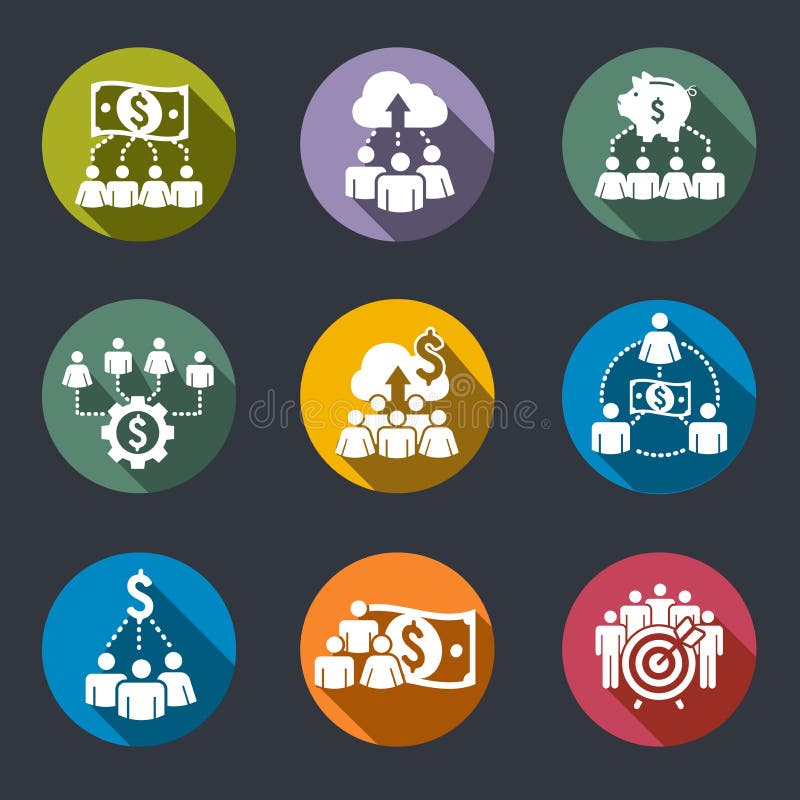 Crowdfunding Icon Set stock vector. Illustration of crowdfunding - 75733626
