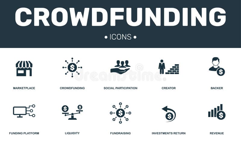 Crowdfunding Set Icons Collection. Includes Simple Elements Such As ... Crowdfunding Set Icons Collection. Includes Simple Elements Such As ...