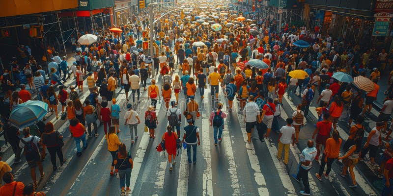 Crowds in the City. Created by Generative Artificial Intelligence Stock ...