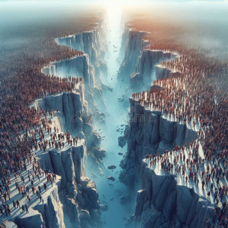Crowds of People at a Huge Abyss. Stock Image - Image of fear, people ...