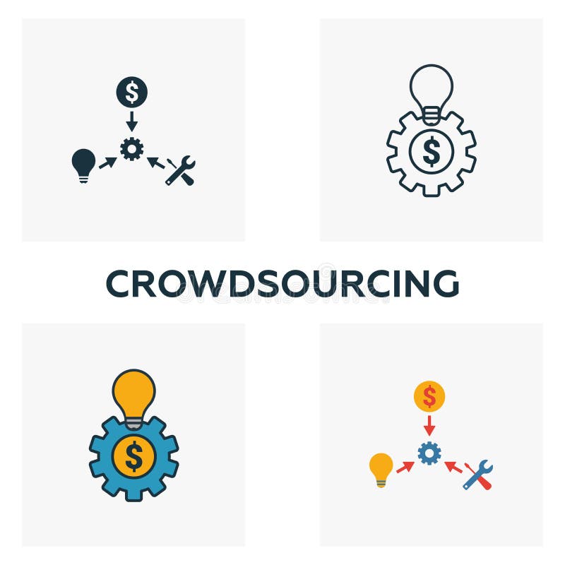 Crowdsourcing Icon Set. Four Elements in Diferent Styles from Content ...