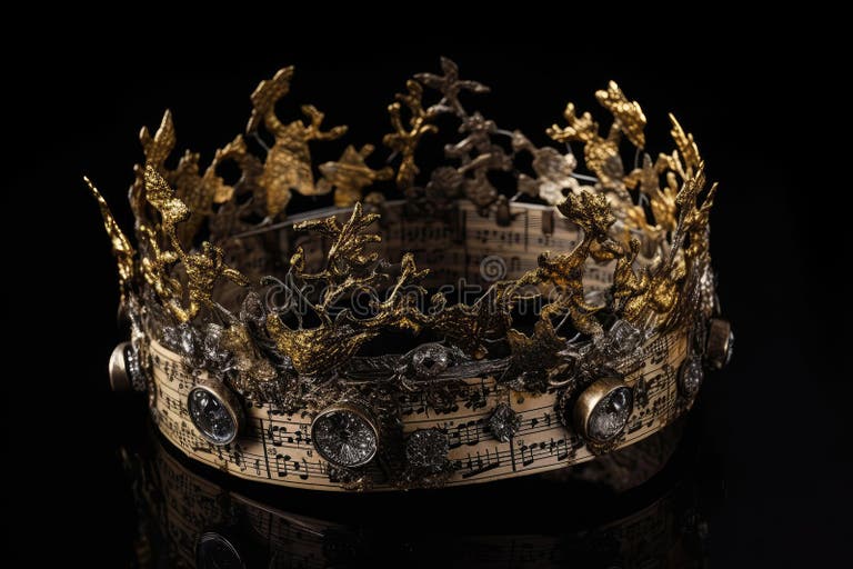 Crown Adorned with Musical Notes, Celebrating Artistic Authority ...