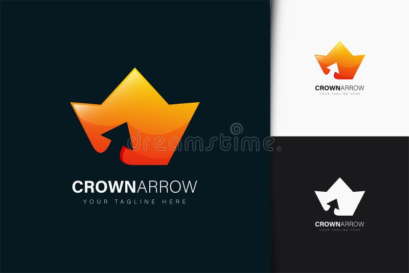 Crown Arrow Logo Design with Gradient Stock Vector - Illustration of ...