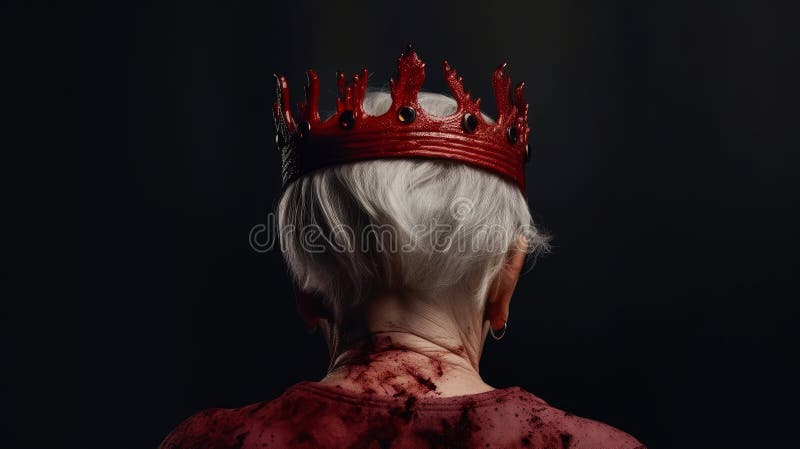 Crown on Blood on Head of Senior Woman Back View. Generative Ai Stock ...