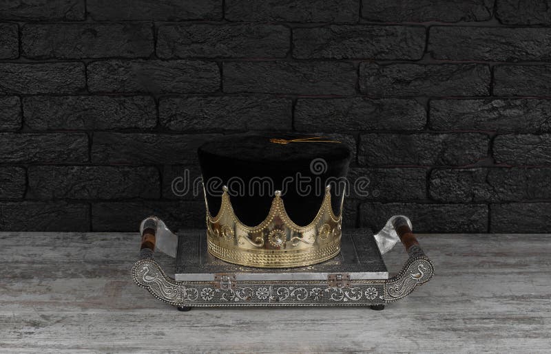 Crown on a box, black stock image. Image of king, fashion - 296172947