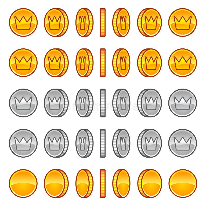 Crown Coins Rotation Animation Sprites Stock Vector - Illustration of ...