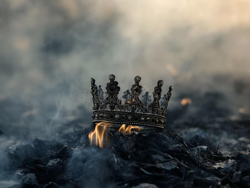 Crown in Fire, Dark and Mysterious Scene Stock Illustration ...