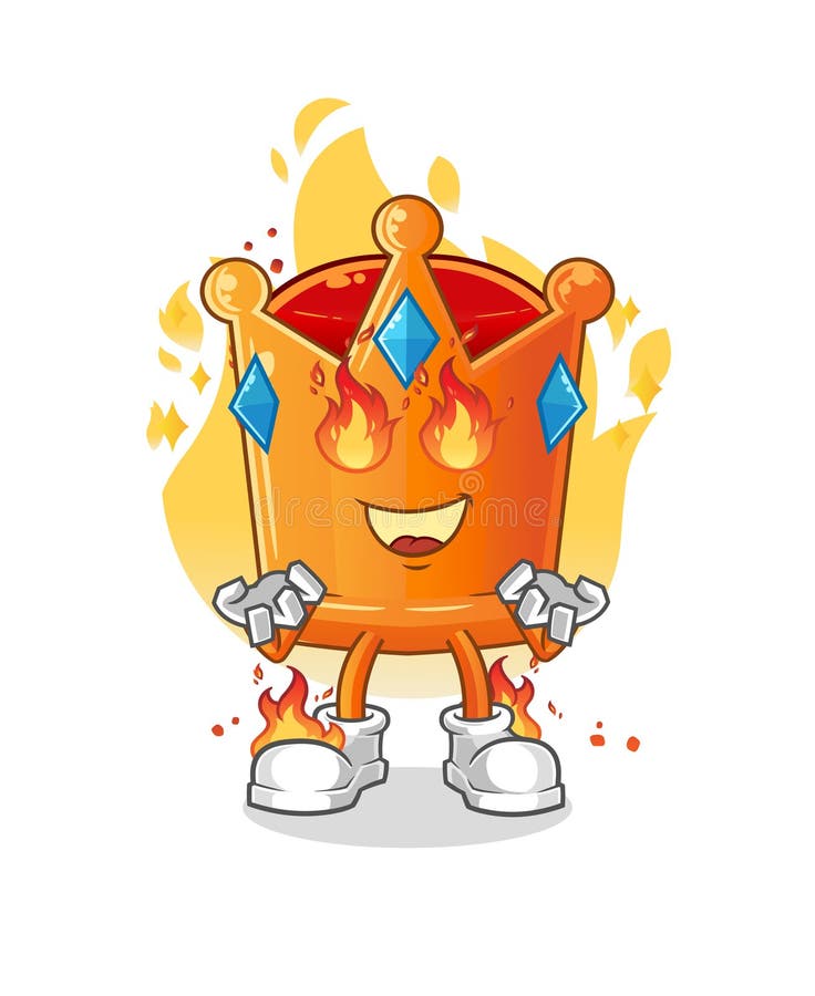 Crown on Fire Mascot. Cartoon Vector Stock Illustration - Illustration ...
