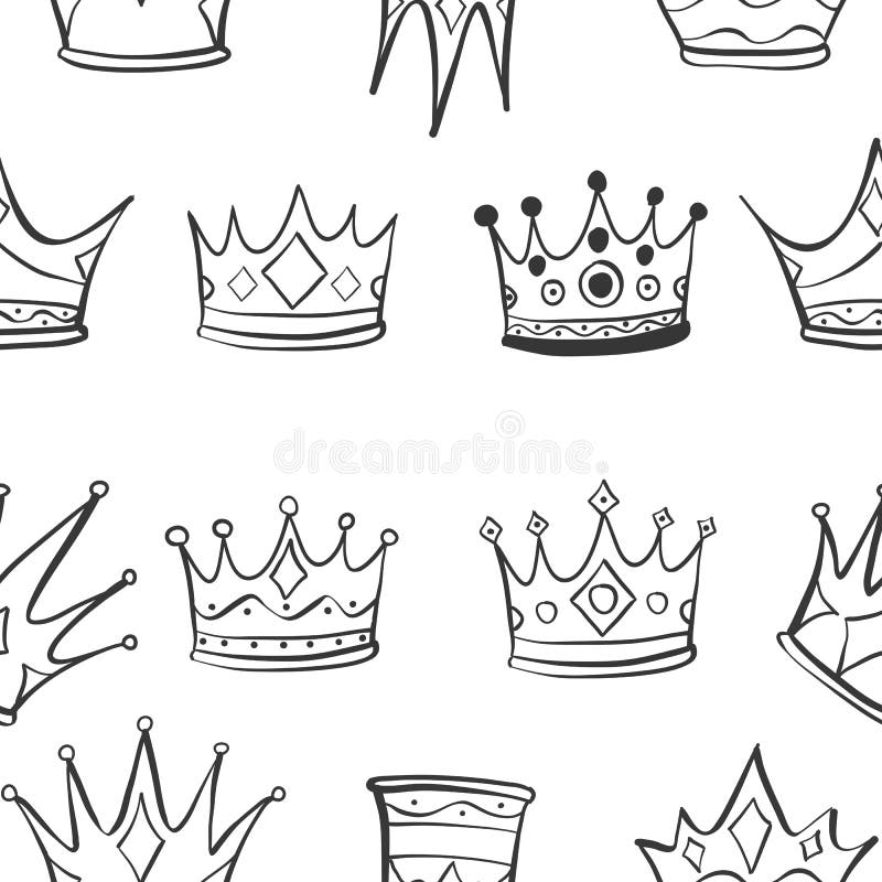 Crown Hand Draw Sketch Pattern Stock Vector - Illustration of glamour ...