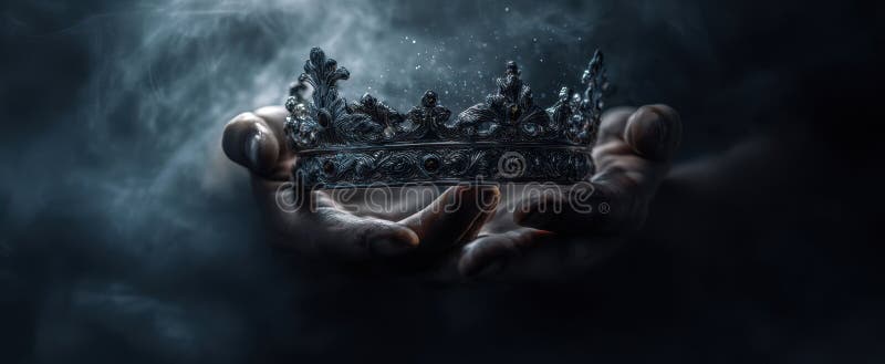 The Crown Held in Hands Amidst Ethereal Smoke and Shadows AI Generated ...