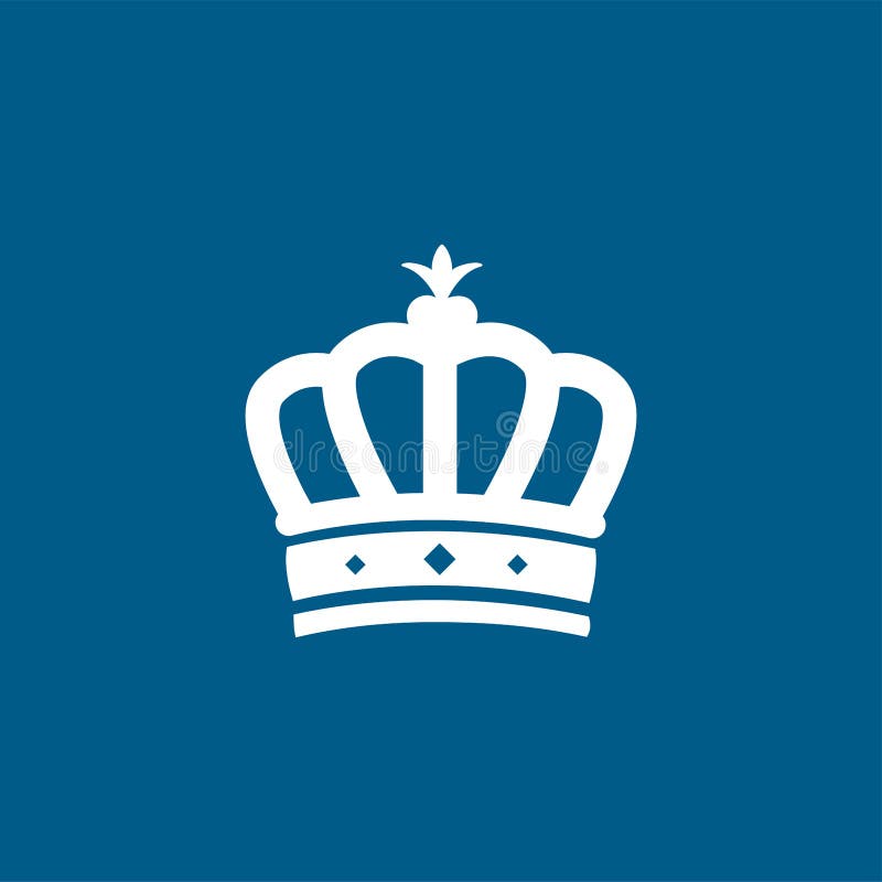 Crown Icon on Blue Background. Blue Flat Style Vector Illustration ...