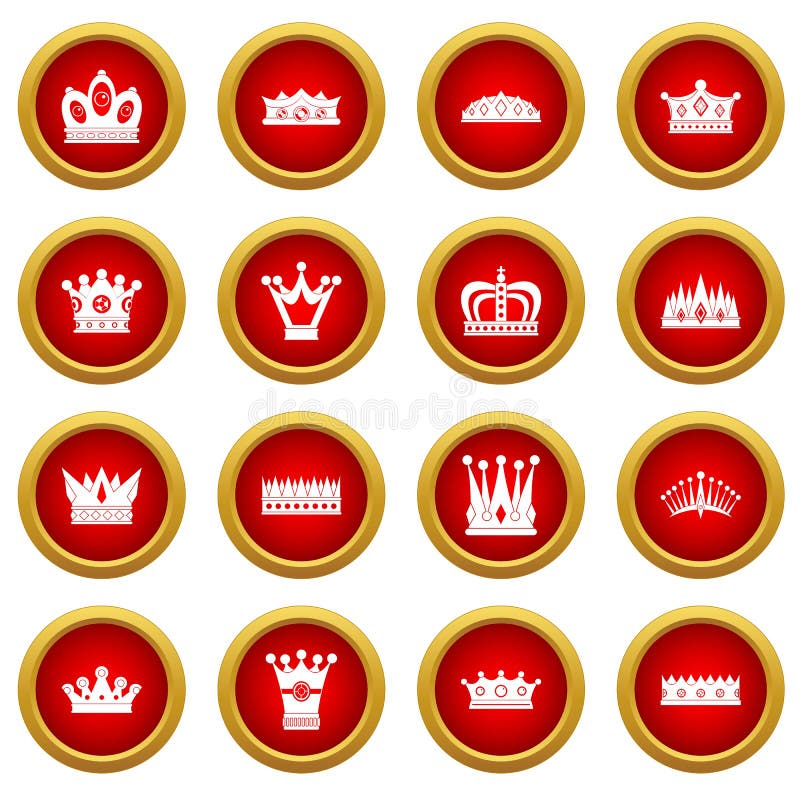 Crown icon red circle set stock vector. Illustration of gold - 92411157