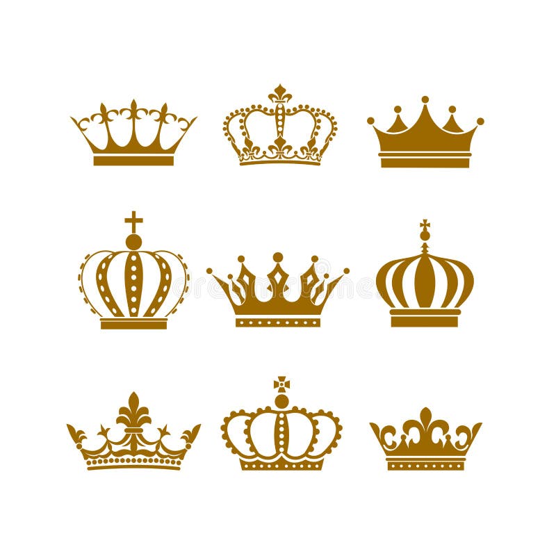 Crown Icon Set Heraldic Symbol Vector Illustration Stock Vector ...