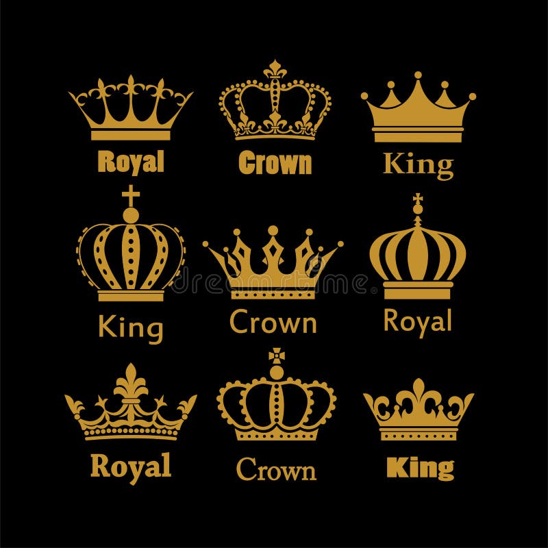 Crown Icon Set Heraldic Symbol Vector Illustration Stock Vector ...