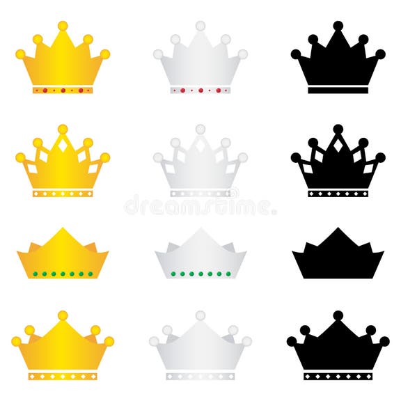 Crown icons set stock vector. Illustration of king, medieval - 19821563