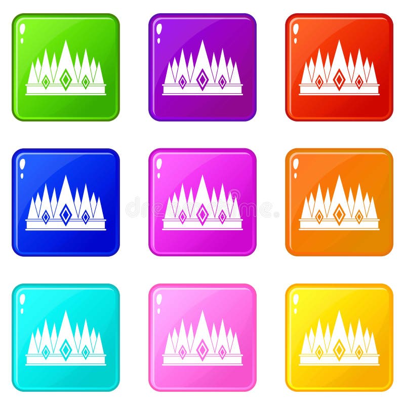 Crown icons 9 set stock vector. Illustration of power - 96244342