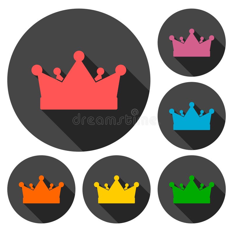Crown Icons Set with Long Shadow Stock Vector - Illustration of ...