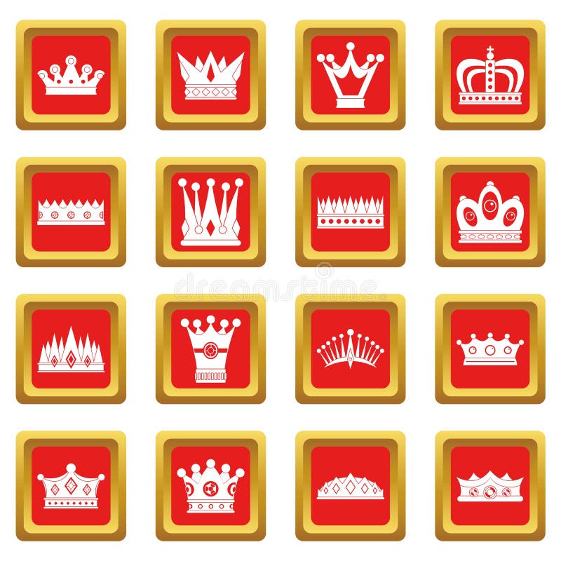 Crown icons set red stock vector. Illustration of emperor - 97988442