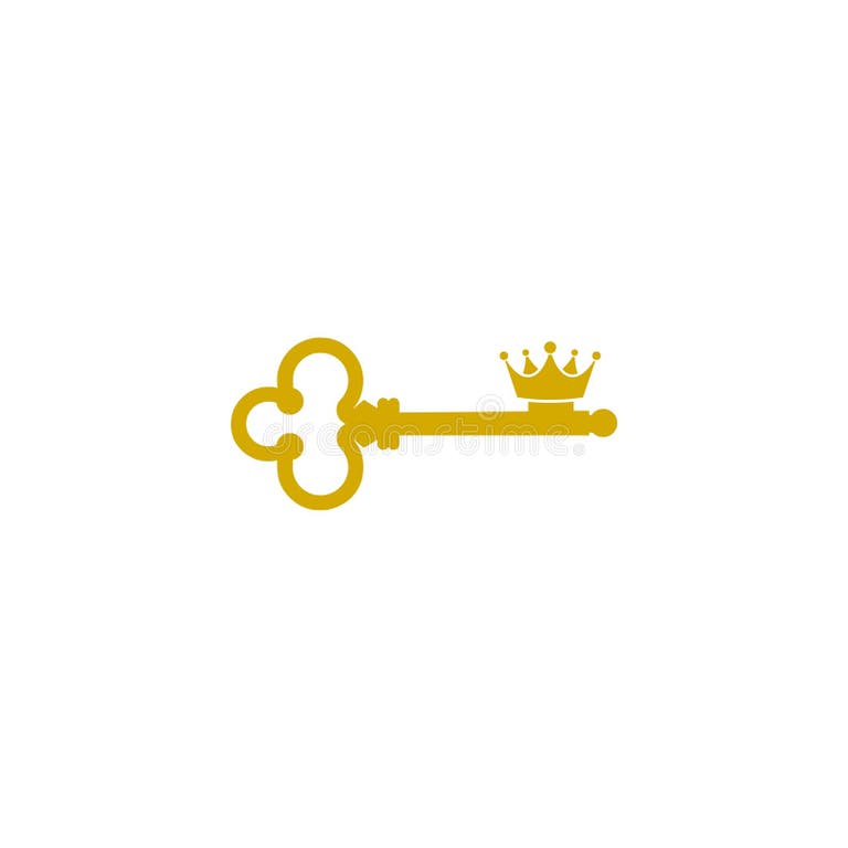 Crown Key Logo Concept Isolated on White Background Stock Vector ...