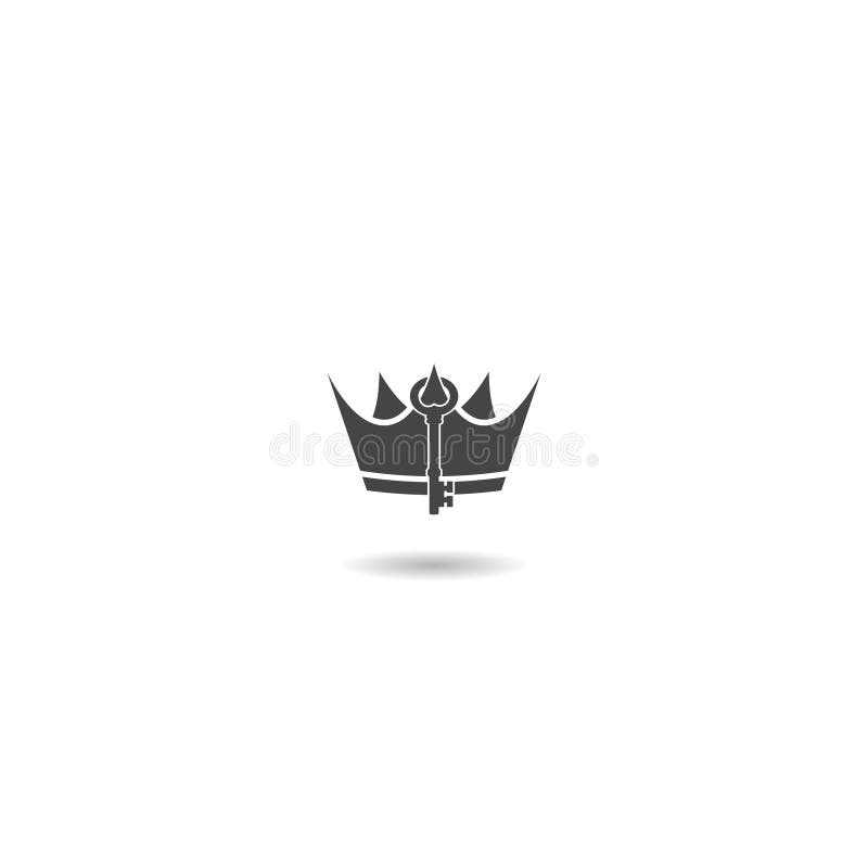 Crown and Key Logo Icon with Shadow Stock Vector - Illustration of ...