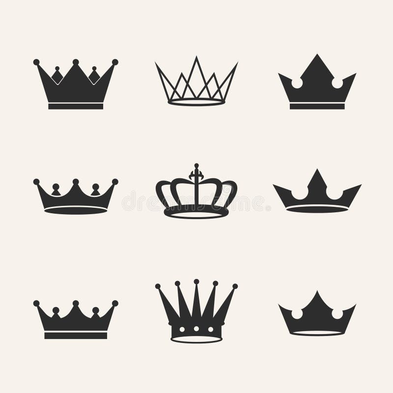 Crown King Logo Icon Set Design Vector Vintage Collection Stock Vector ...