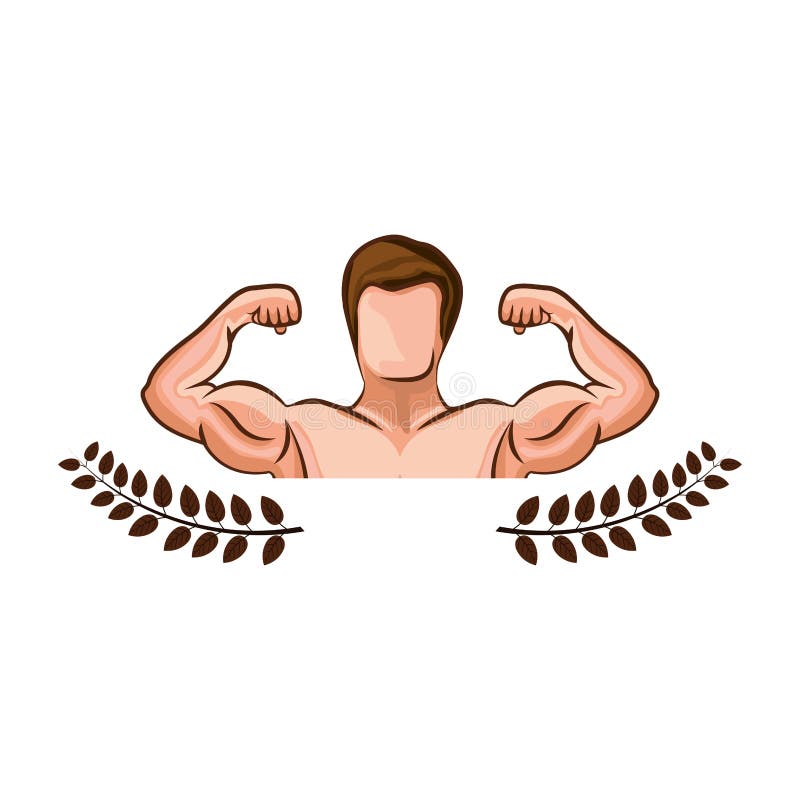 Crown Leaves with Half Body Muscle Man Stock Illustration ...