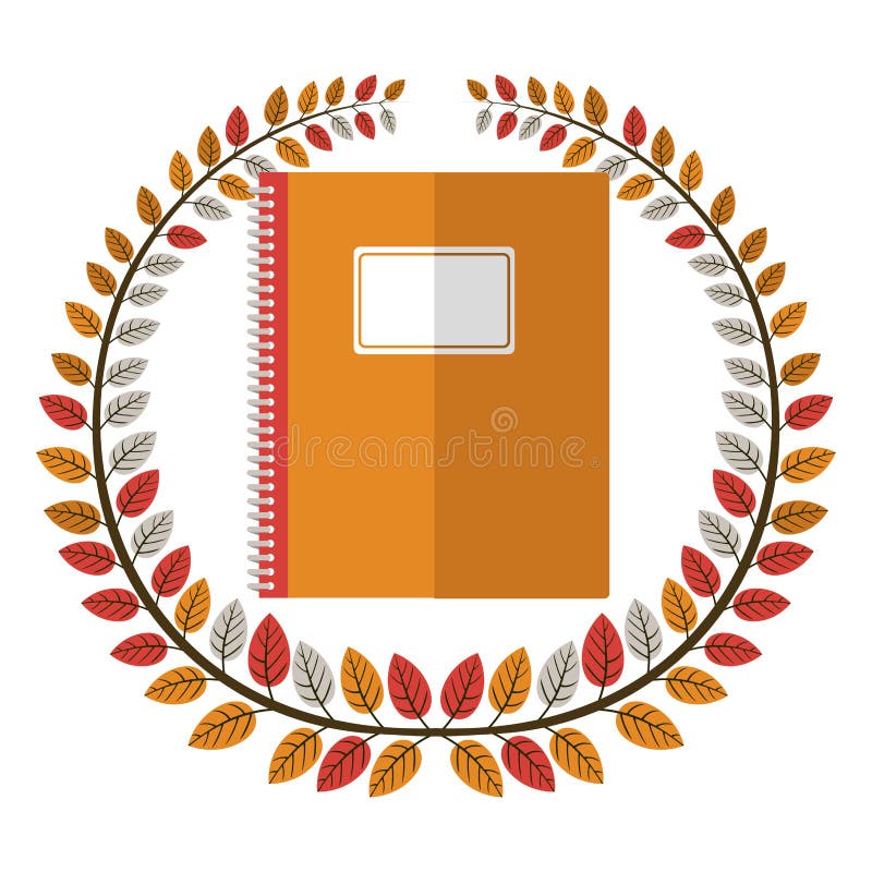Crown of Leaves with Notebook Stock Illustration - Illustration of ...