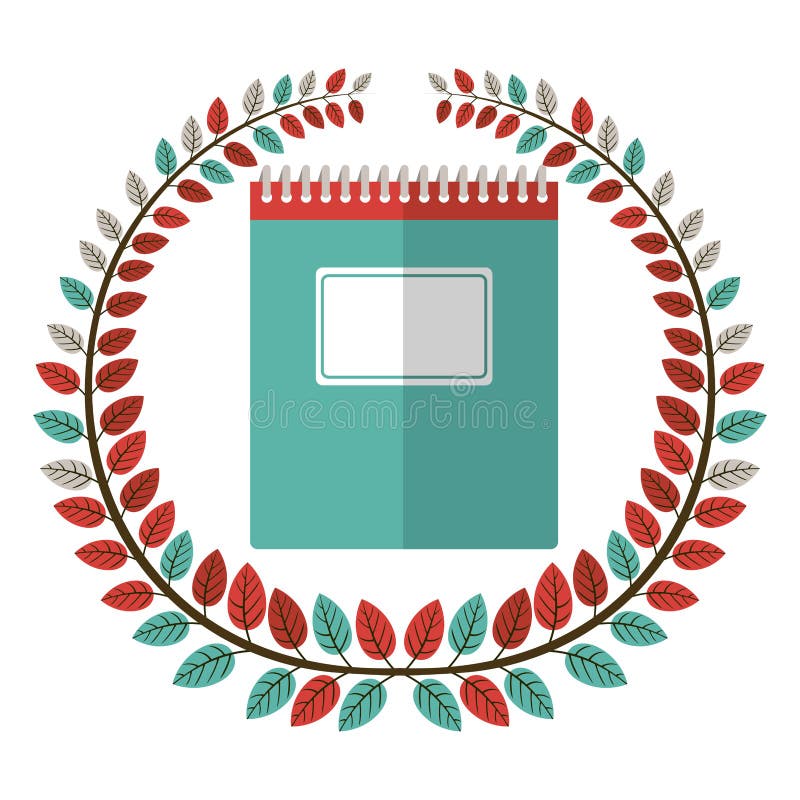 Crown of Leaves with Spiral Notebook Stock Illustration - Illustration ...