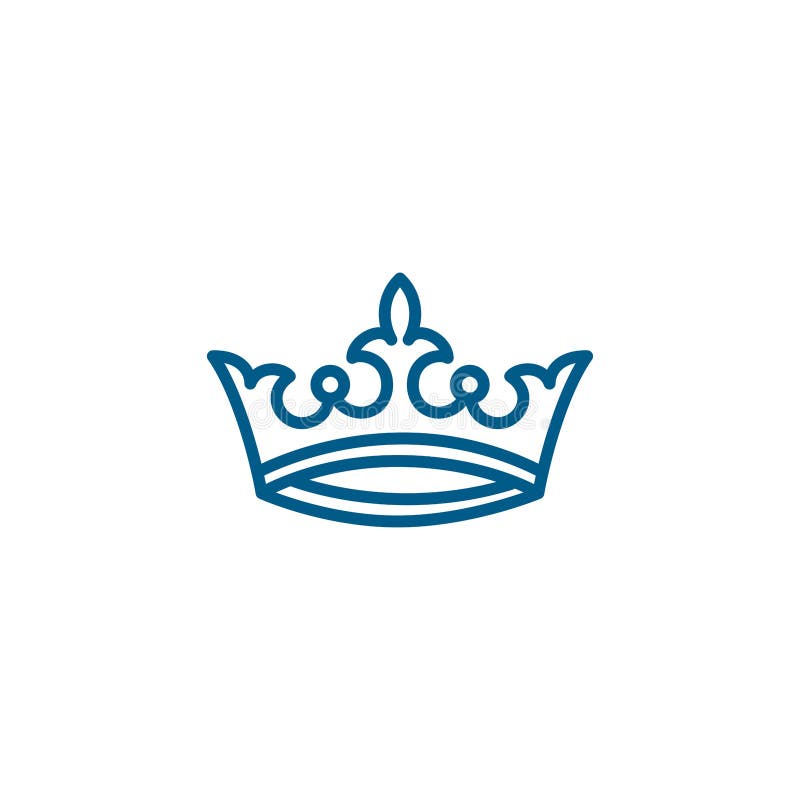 Crown Line Blue Icon on White Background. Blue Flat Style Vector ...