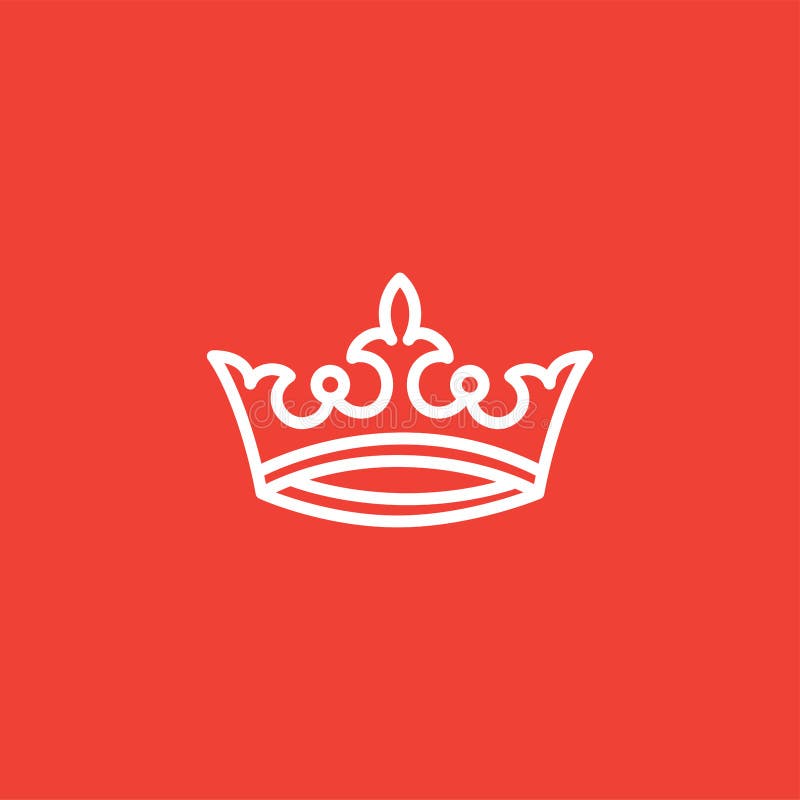Crown Line Icon on Red Background. Red Flat Style Vector Illustration ...
