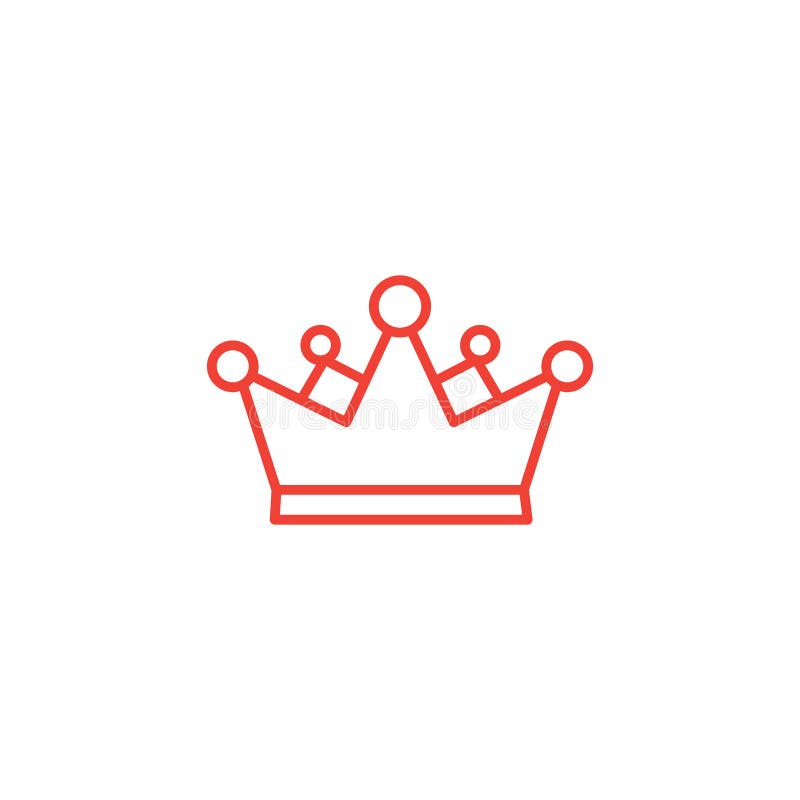 Crown Line Red Icon On White Background Red Flat Style Vector
