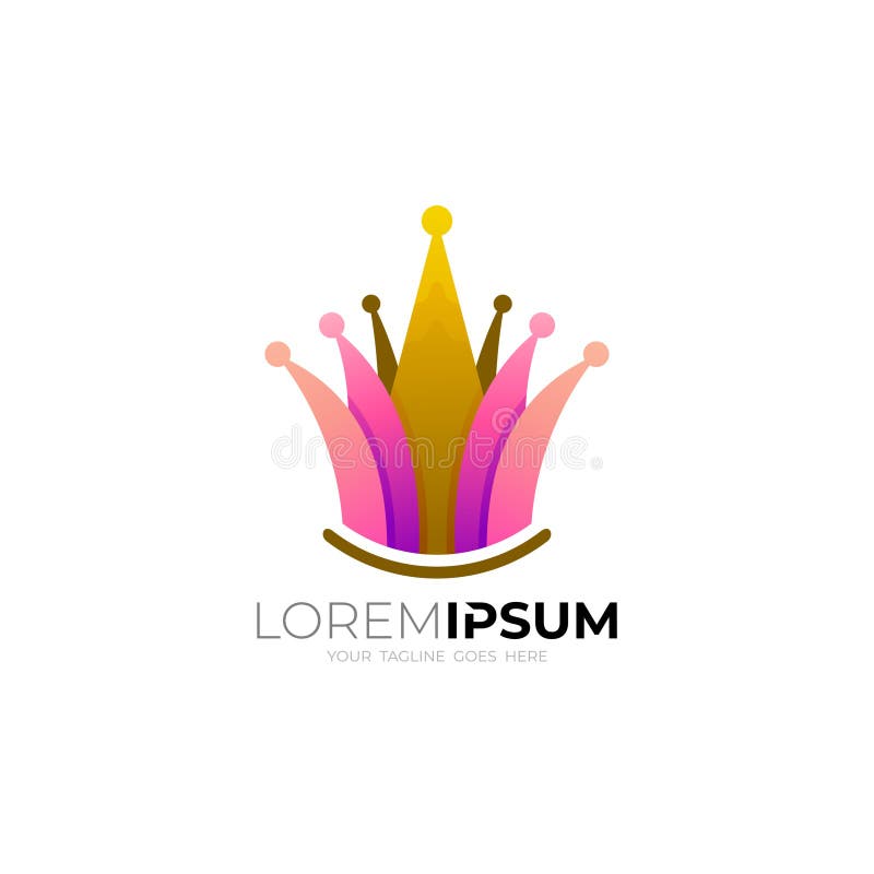 Crown Logo and Luxury Design Template, 3d Colorful Stock Vector ...