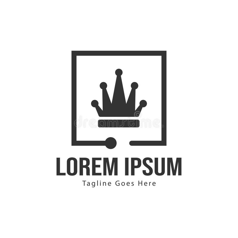 Crown Logo Template Design with Frame. Minimalist Crown Logo Vector ...