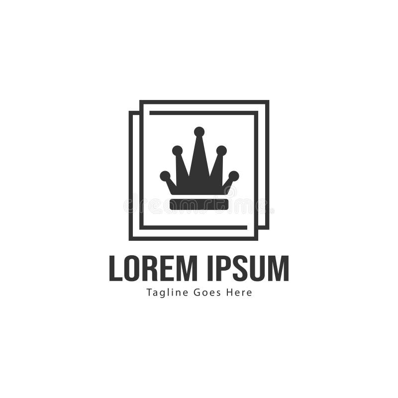 Crown Logo Template Design with Frame. Minimalist Crown Logo Vector ...