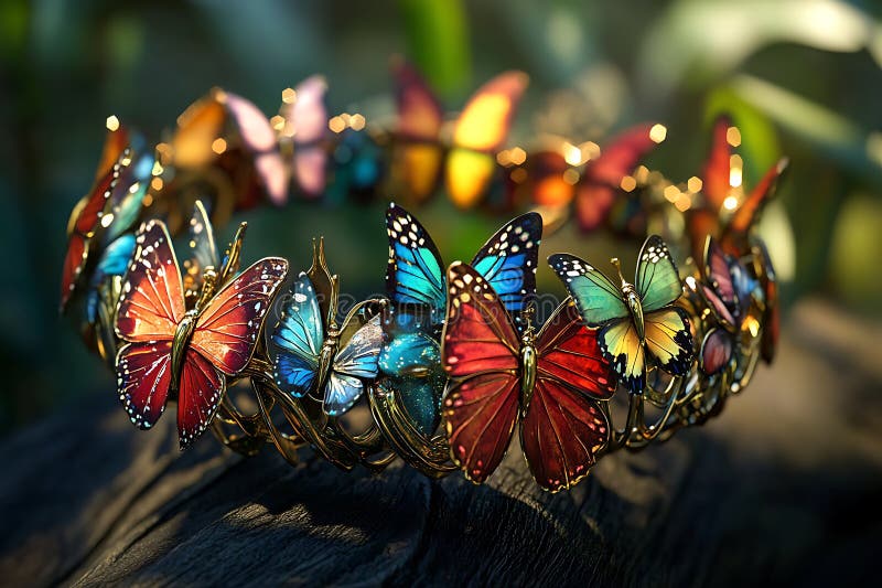A Crown Made of Colorful Butterfly Wings Stock Illustration ...