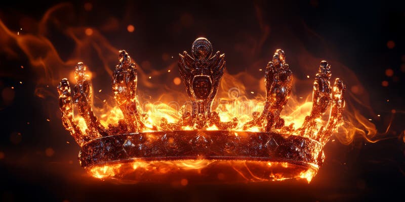 A Crown Made of Fire is Lit Up in the Dark Stock Illustration ...