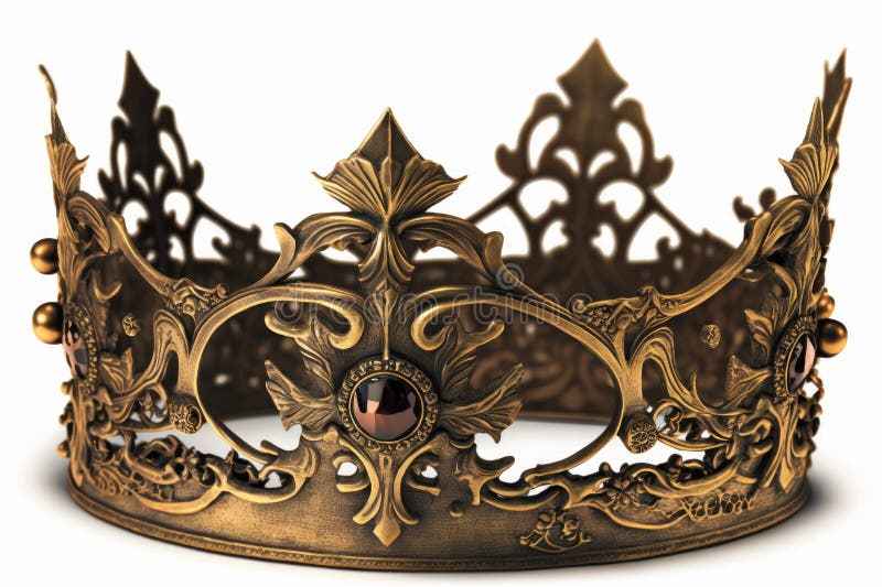 Crown in Old Gold, from the Past, Isolated on White Stock Illustration ...