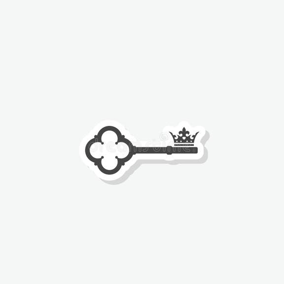 Crown Old Key Logo Sticker Icon Stock Vector - Illustration of king ...