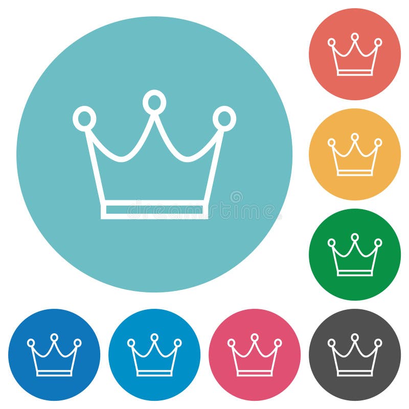 Crown Outline Flat Round Icons Stock Vector - Illustration of jewellery ...